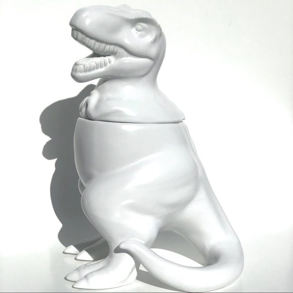 T-Rex Cookie Jar Stoneware Matte White 12 Cookie Jars Kitchen & Dining